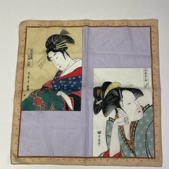 Accessories | Japanese Kabuki Themed Art On Cloth Cotton Handkerchief ...